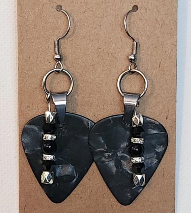 Handmade Guitar Pick Dangle Earrings | Fender & Neutral Tones | Music ...