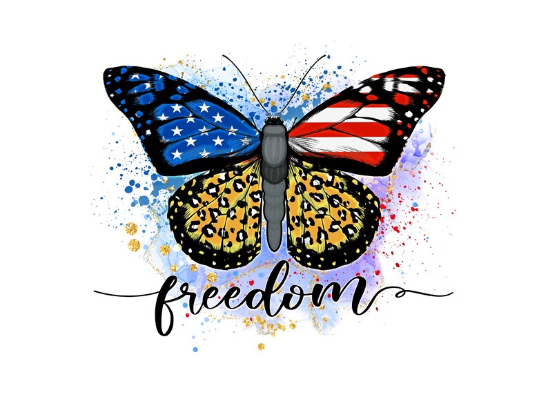 Butterfly Freedom Png/ Freedom Sublimation/ USA Butterfly Freedom ...