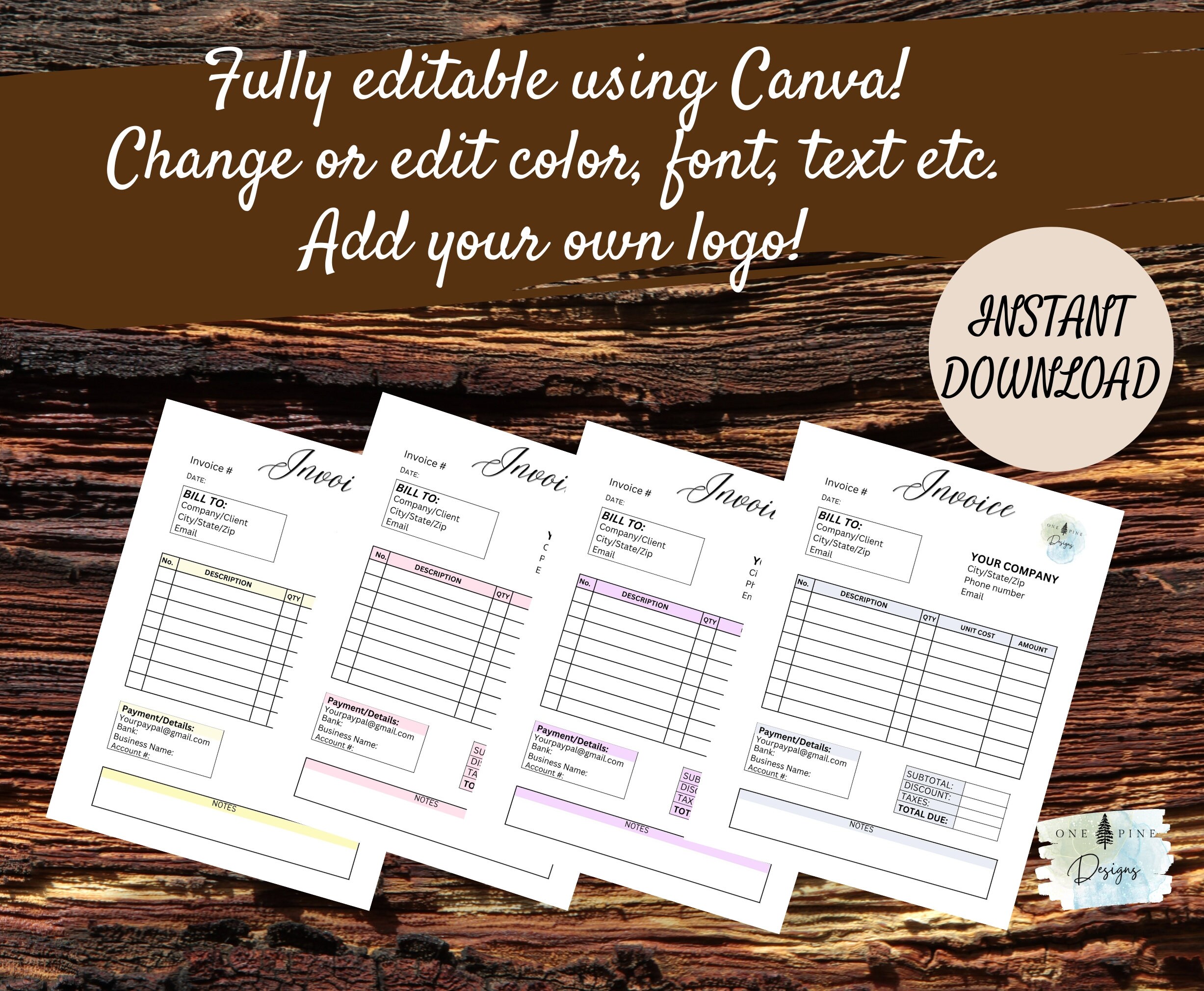 Invoice Template Editable/ Small Business Order Form/ Custom Order Form ...