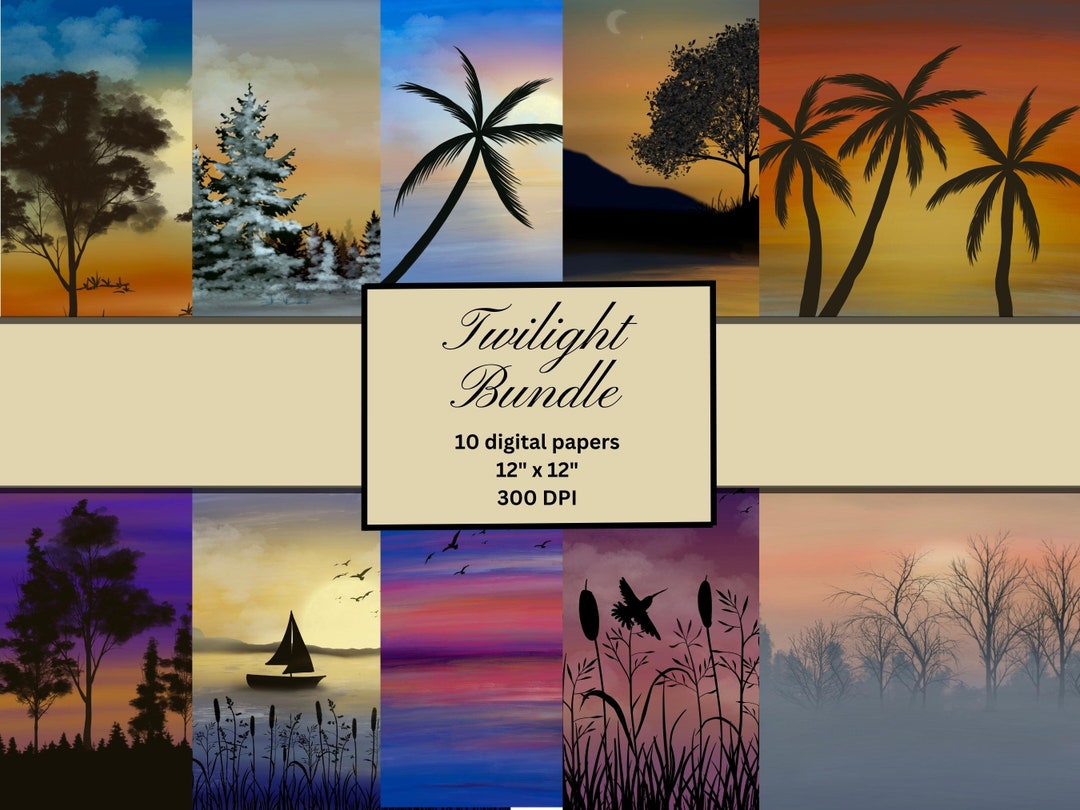 Twilight Sunset Digital Paper Bundle/ Scrapbooking Digital Paper ...