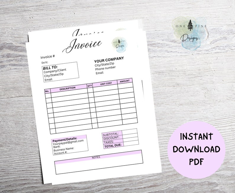 Invoice Template Editable/ Small Business Order Form/ Custom Order Form ...