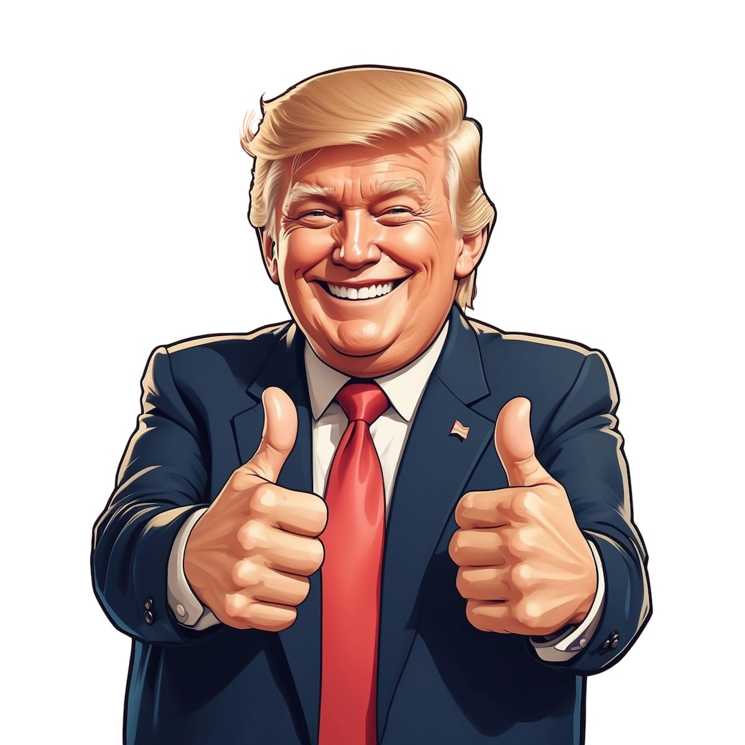 Trump Thumbs up PNG, Trump Cartoon Illustration, Digital File, Instant ...