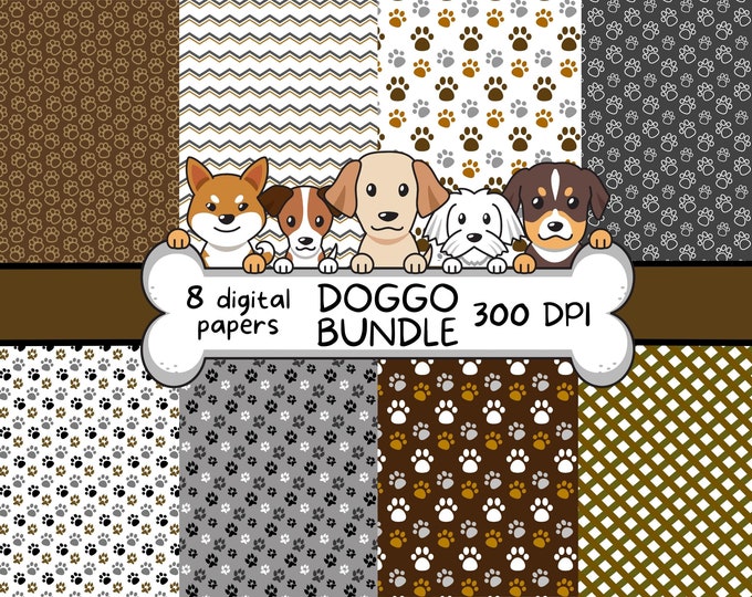 Live Love Bark Digital Paper Pack, Dogs Digital Craft Papers, Digital ...