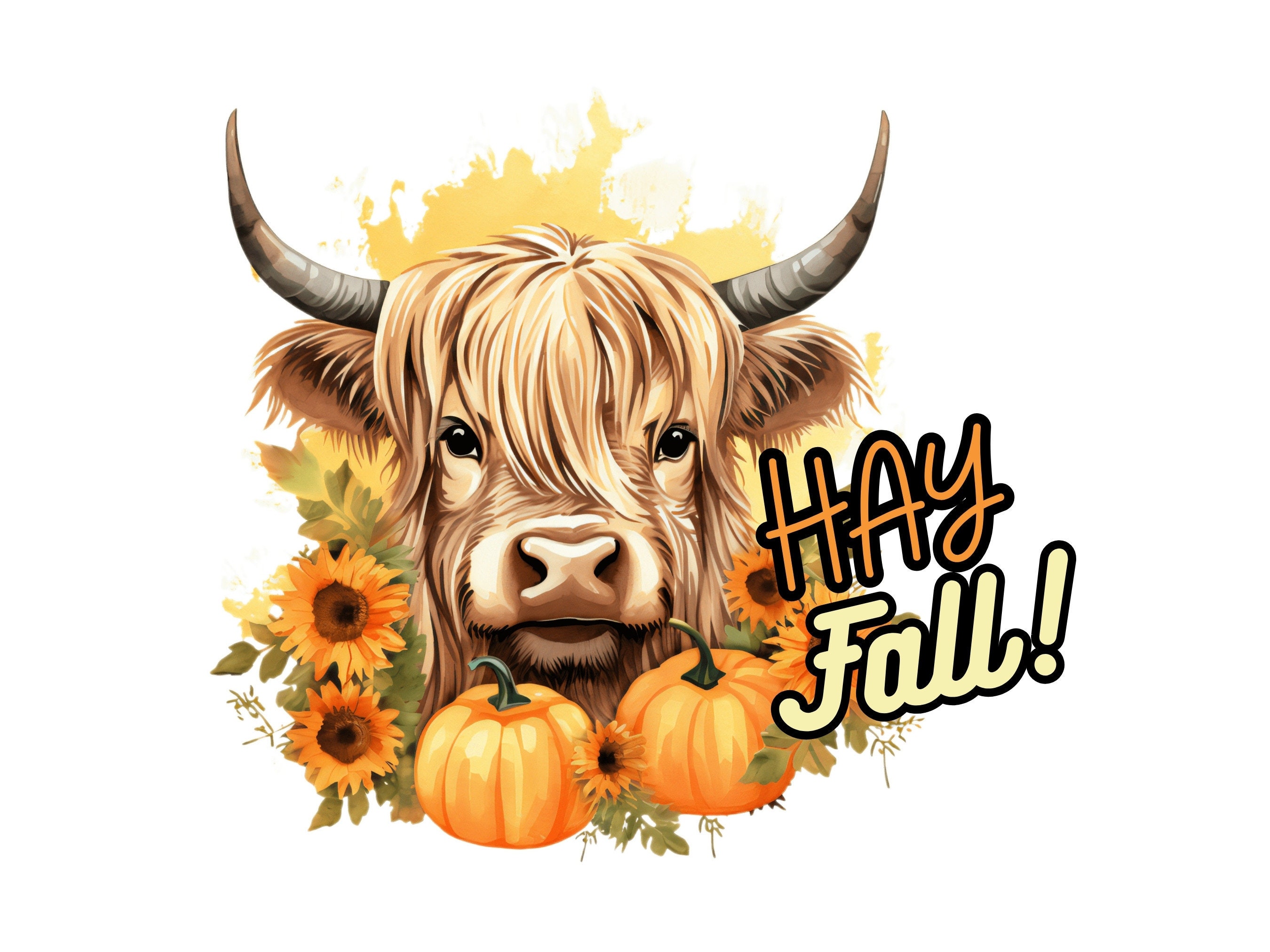 Fall Highland Cow PNG/ Hay Fall/ Cute Highland Cow/ Scottish Cow Png ...