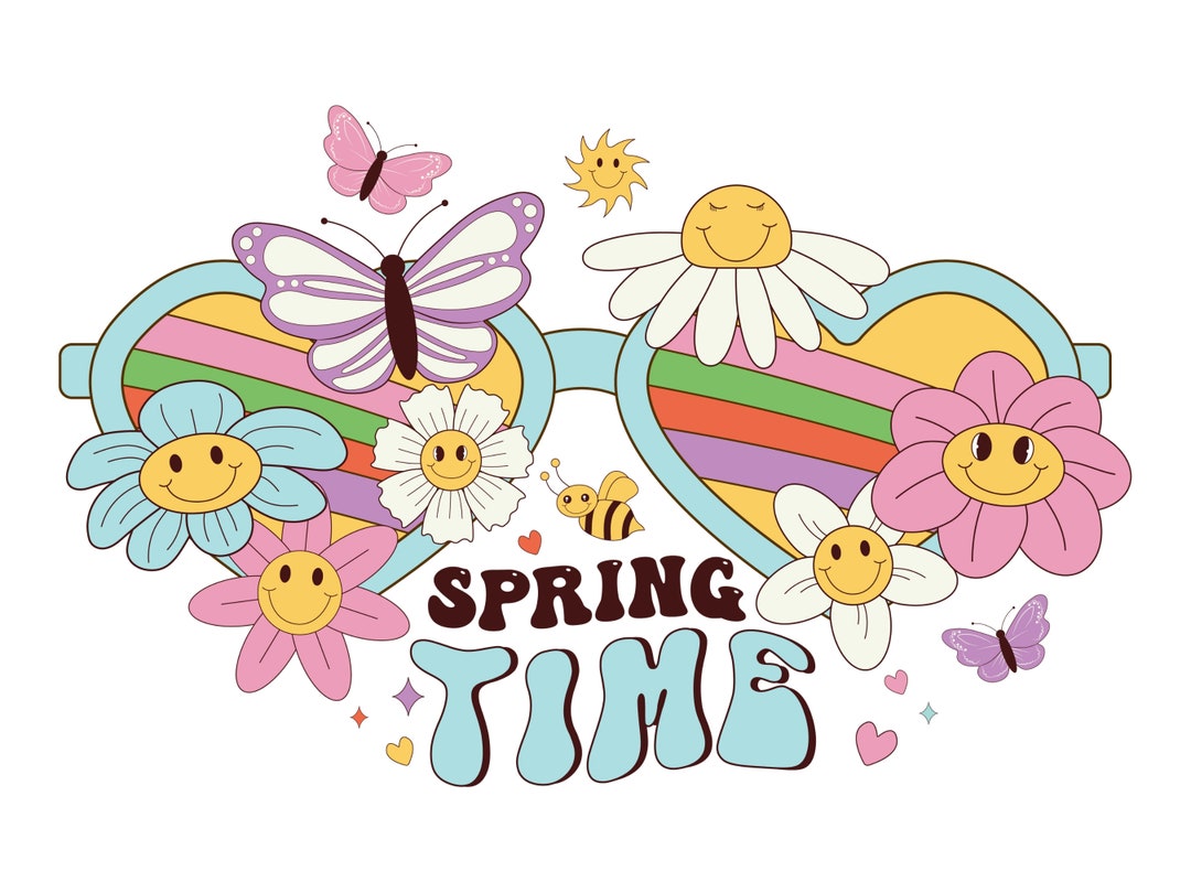 Retro Spring Time Hippie 1970s Png/daisies Flower Sublimation ...
