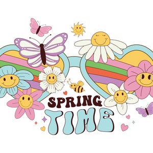 Retro Spring Time Hippie 1970s Png/daisies Flower Sublimation ...