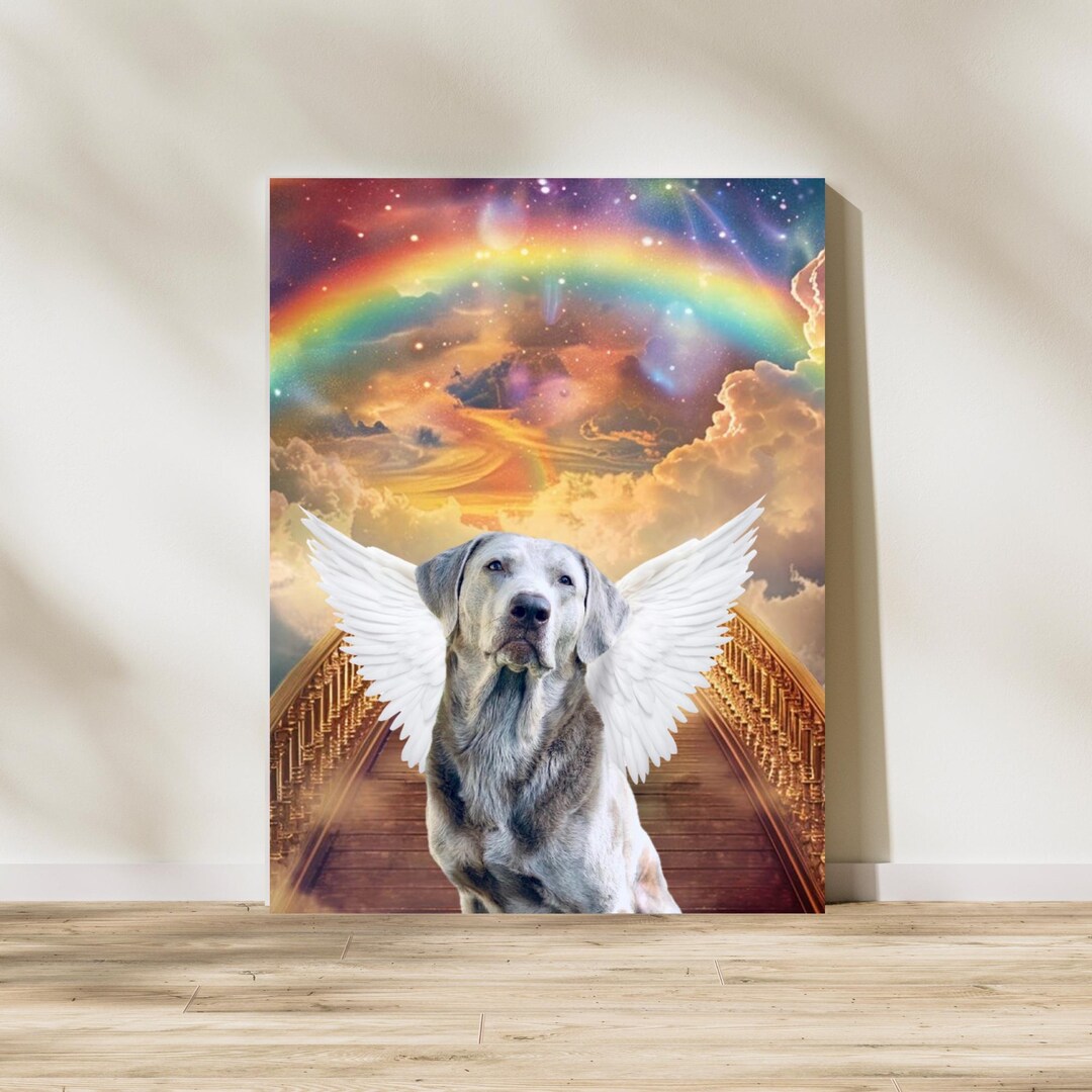 Custom Pet Portrait Print, Memorial Dog Canvas Art, Angel Pet Wall Art ...