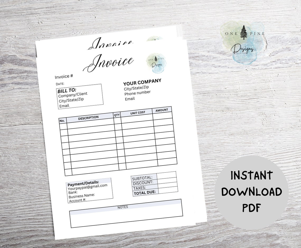 Invoice Template Editable/ Small Business Order Form/ Custom Order Form ...