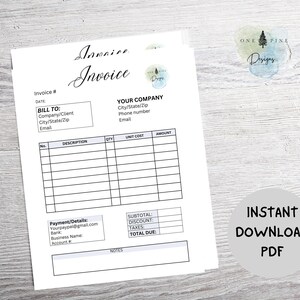 Invoice Template Editable/ Small Business Order Form/ Custom Order Form ...