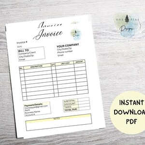 Invoice Template Editable/ Small Business Order Form/ Custom Order Form ...