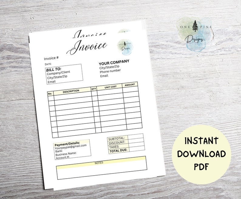 Invoice Template Editable/ Small Business Order Form/ Custom Order Form ...