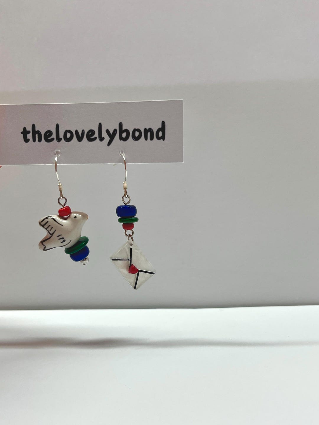 Dove and Letter Mismatch Dangle Earrings, Love Letter & Flying Dove ...