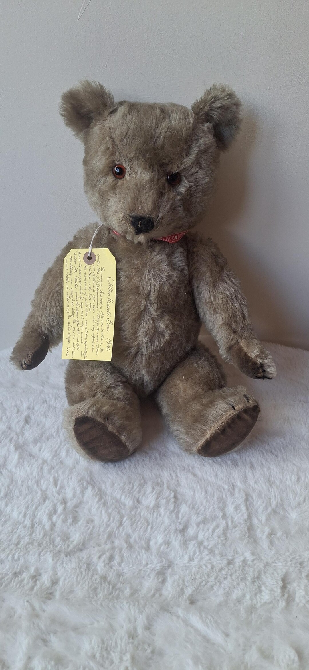 Vintage 1940s Chiltern Hugmee Teddy Bear - Glass Eyes, Flat Face ...