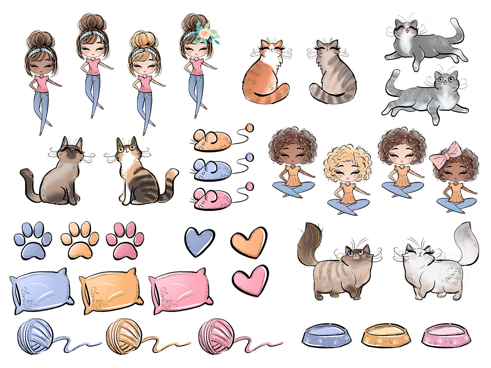 Cat Lady Clipart Cat Owner Kitty Lover Friend Crazy Cat Lady | Etsy