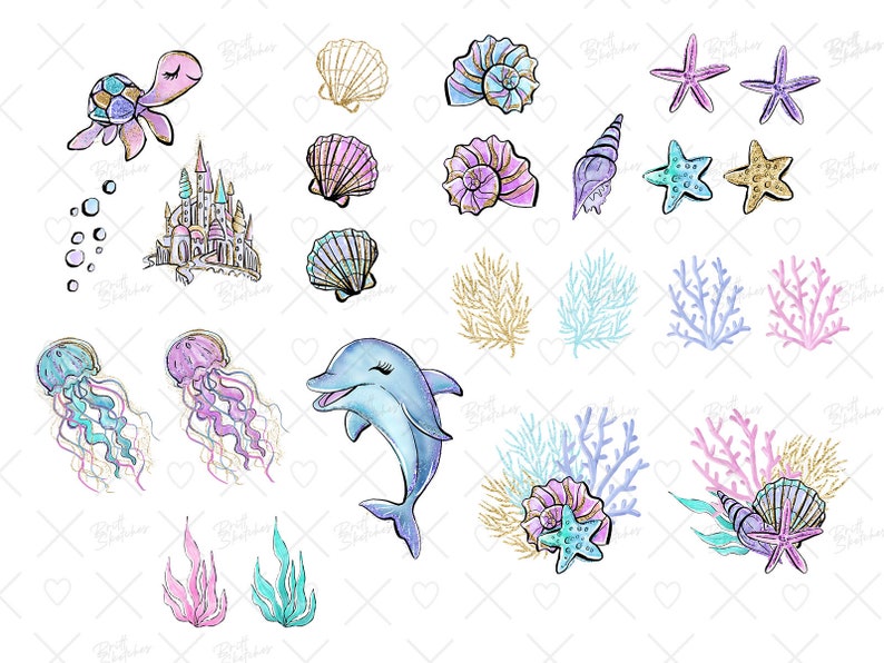 Mermaid Clipart Underwater Glitter Dolphin Mermaid PNG Sea - Etsy