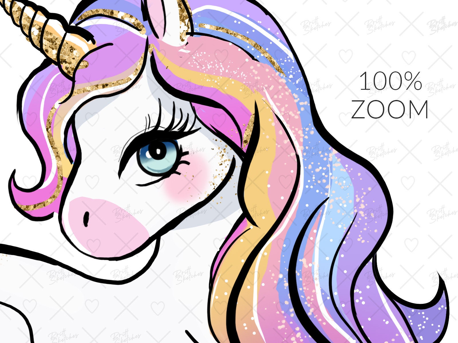 Rainbow Unicorn Clipart Unicorn PNG Glitter Sweets Rainbow - Etsy