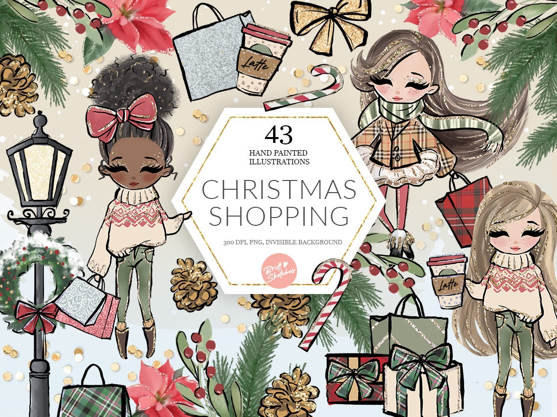 Christmas Shopping Clipart Gifts Christmas Planner Stickers | Etsy