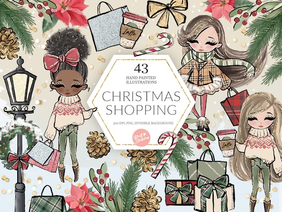 Christmas Shopping Clipart Gifts Christmas Planner Stickers | Etsy