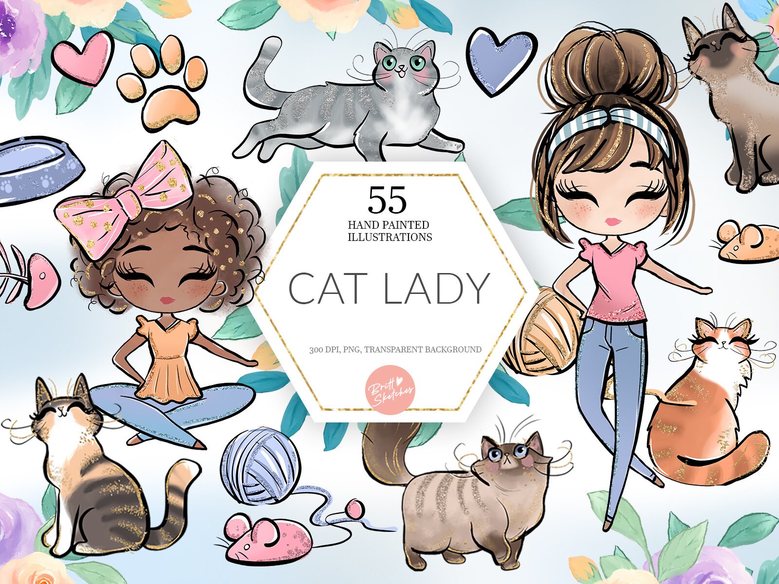 Cat Lady Clipart Cat Owner Kitty Lover Friend Crazy Cat Lady | Etsy