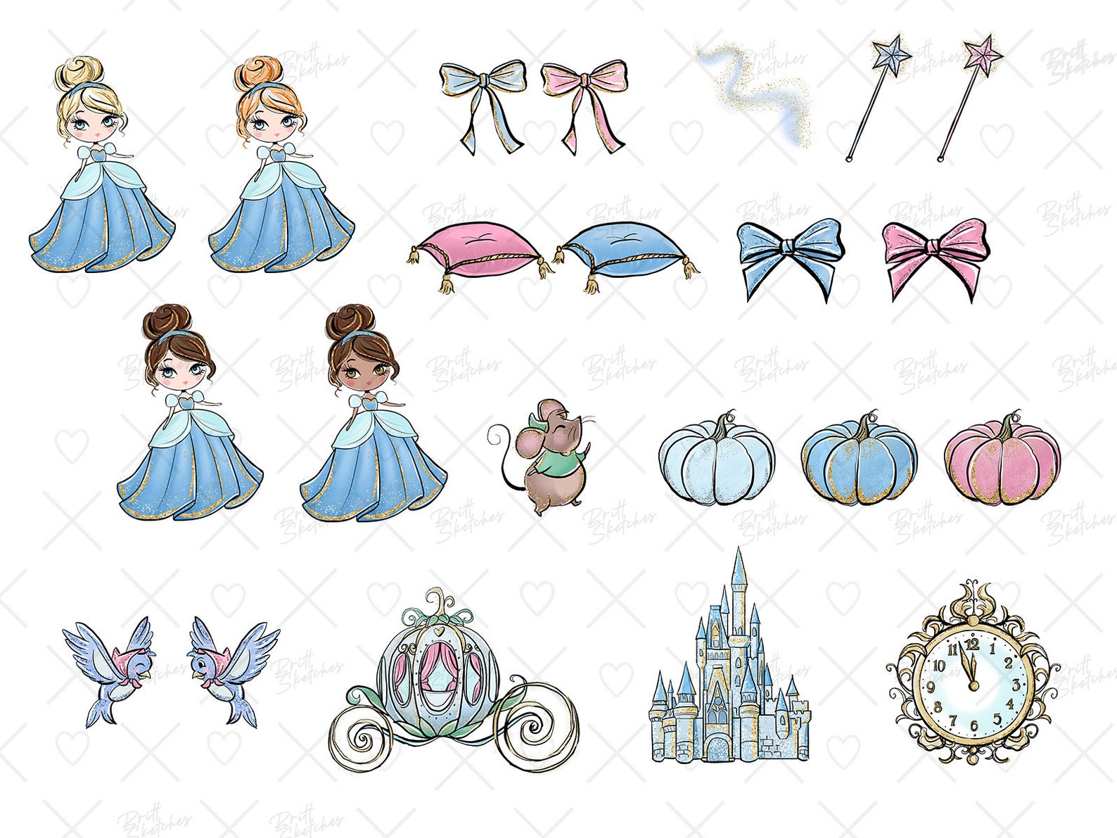 Cinderella Clipart, Fairy Tale Princess, Glass Slipper, Castle, Pumpkin ...