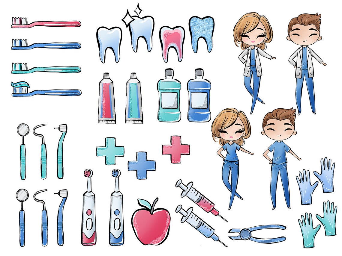 Dentist Medical Clipart, Female Male Dentist, Scrubs, Dental Uniform ...