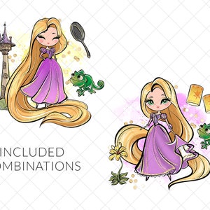 Rapunzel Clipart, Princess PNG, Fairytale, Blondie, Tower, Pascal ...