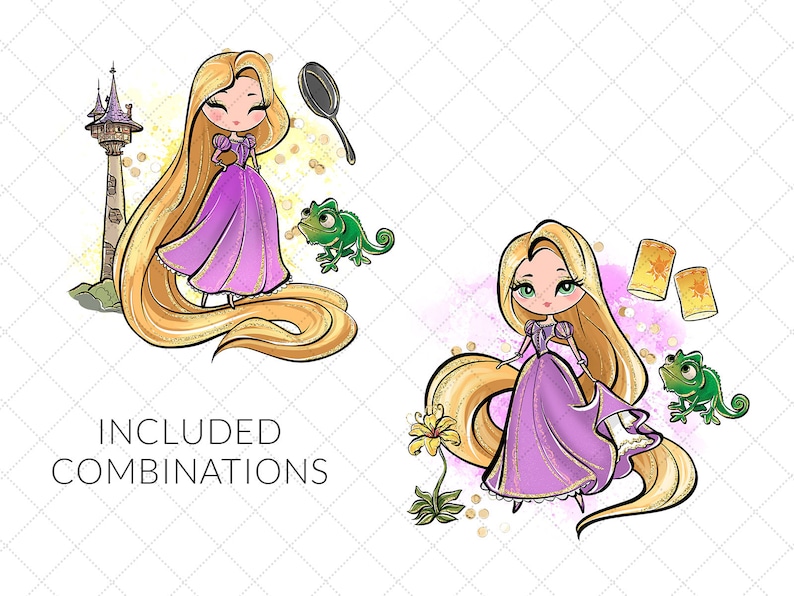 Rapunzel Clipart, Princess PNG, Fairytale, Blondie, Tower, Pascal ...