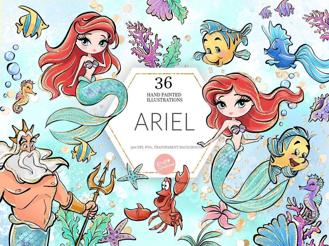 Ariel Clipart, Little Mermaid PNG, Underwater, Sebastian, Flounder ...