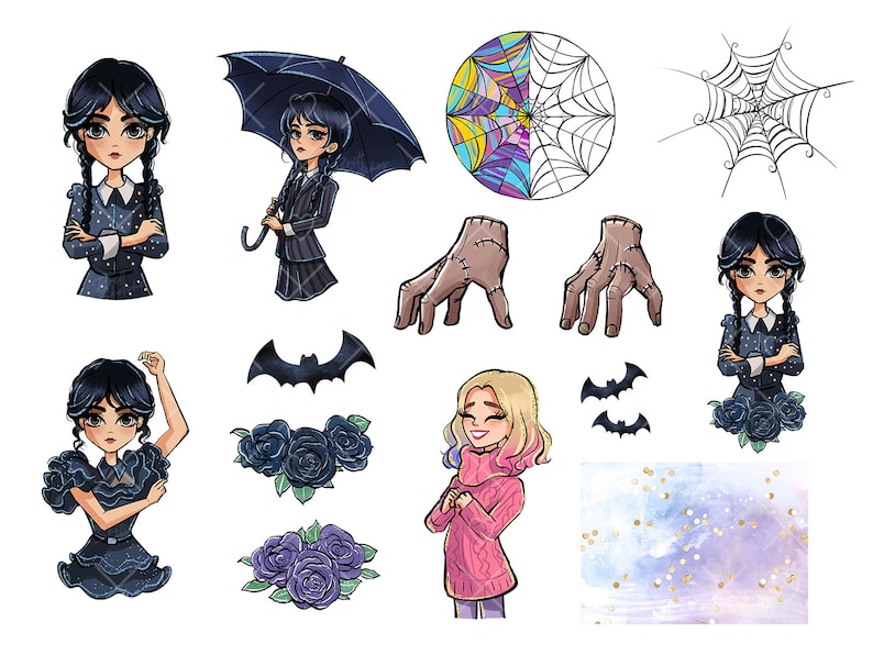 Wednesday Addams Clipart Addams Family Enid Thing Hand - Etsy Australia Wednesday Addams Clipart Addams Family Enid Thing Hand - Etsy Australia