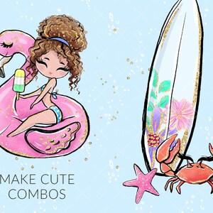 Beach Girls Clipart, Summer PNG, Glitter Dolls, Vacation, Beach, Bikini ...