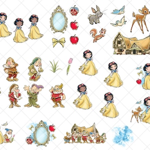 Snow White Clipart, Princess PNG, Seven Dwarves, Fairytale, Deer ...