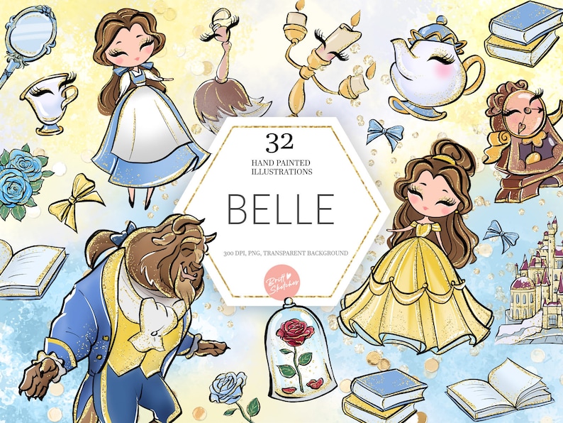 Beauty and the Beast Clipart Belle PNG Beast PNG Castle - Etsy