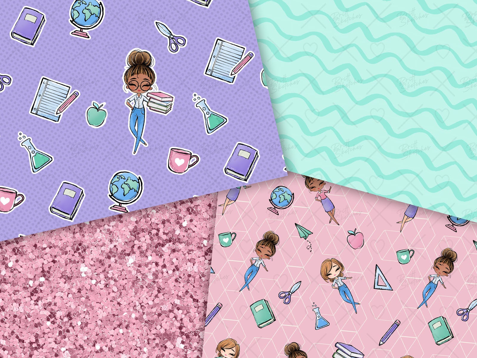 Teacher Papers 12x12 Hi Res Seamless Pattern Back to - Etsy