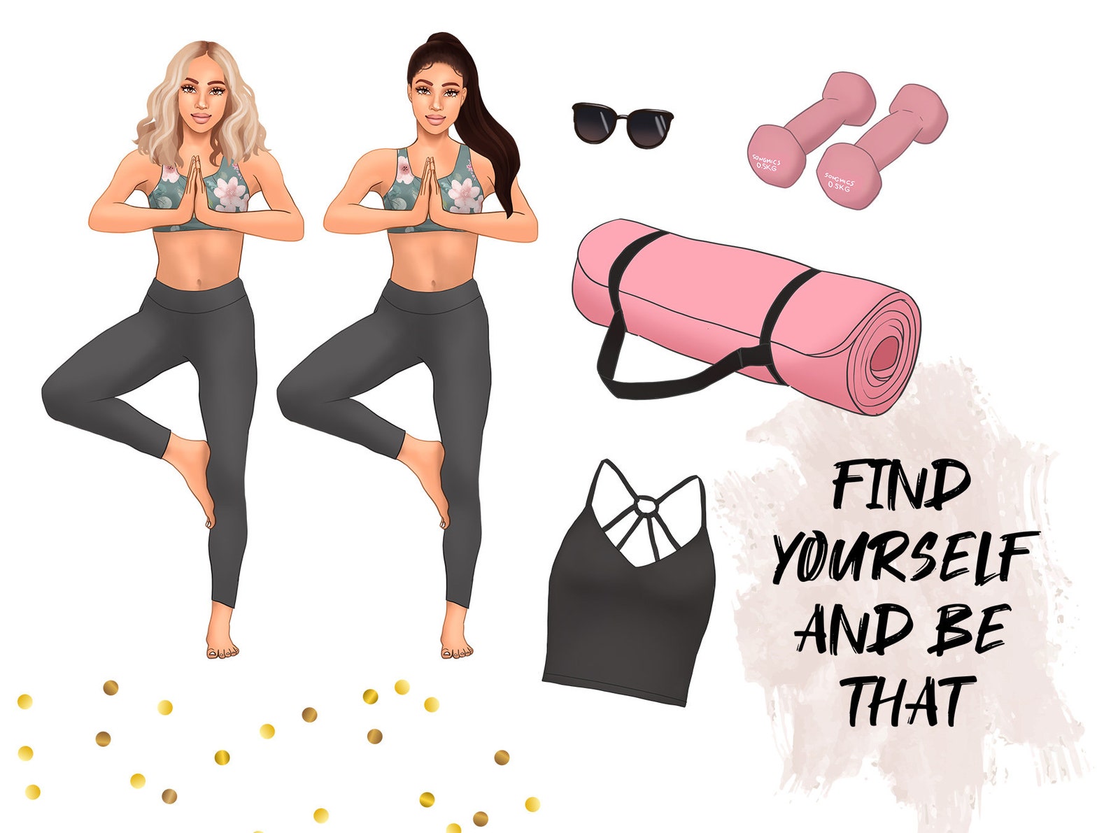 Yoga Girl Clipart Stickers Illustration Namaste Clip Art - Etsy