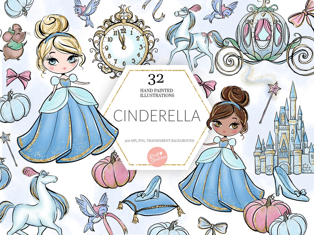Cinderella Clipart, Fairy Tale Princess, Glass Slipper, Castle, Pumpkin ...