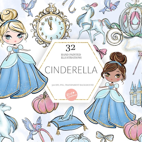 Cinderella Clip Art Princess Clipart Glass Slipper Pumpkin - Etsy