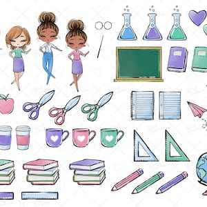 Teacher Clipart, Back to School, Female Educator Graphics, Stationery ...