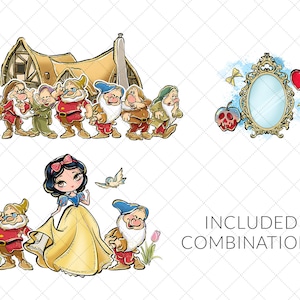 Snow White Clipart, Princess PNG, Seven Dwarves, Fairytale, Deer ...