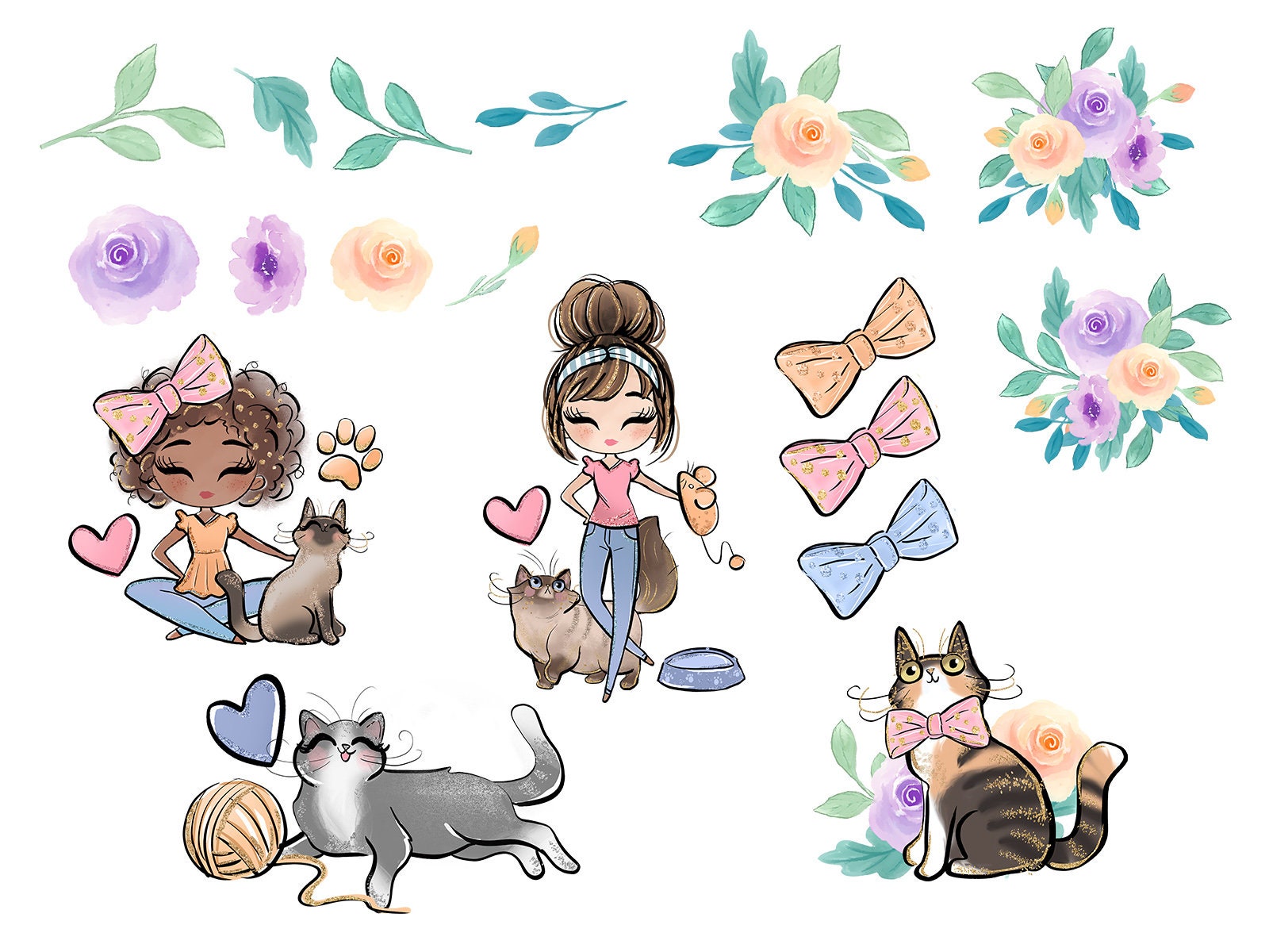 Cat Lady Clipart, Cat Owner, Kitty Lover Friend Crazy Cat Lady Cat Girl ...