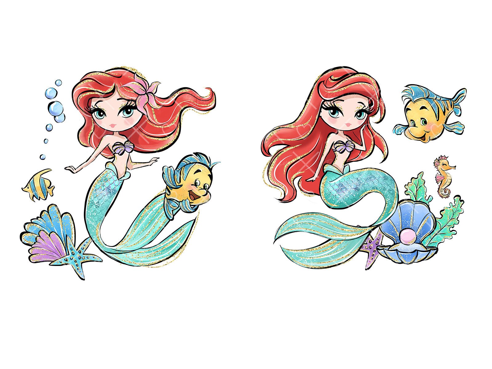 Ariel Clipart, Little Mermaid PNG, Underwater, Sebastian, Flounder ...