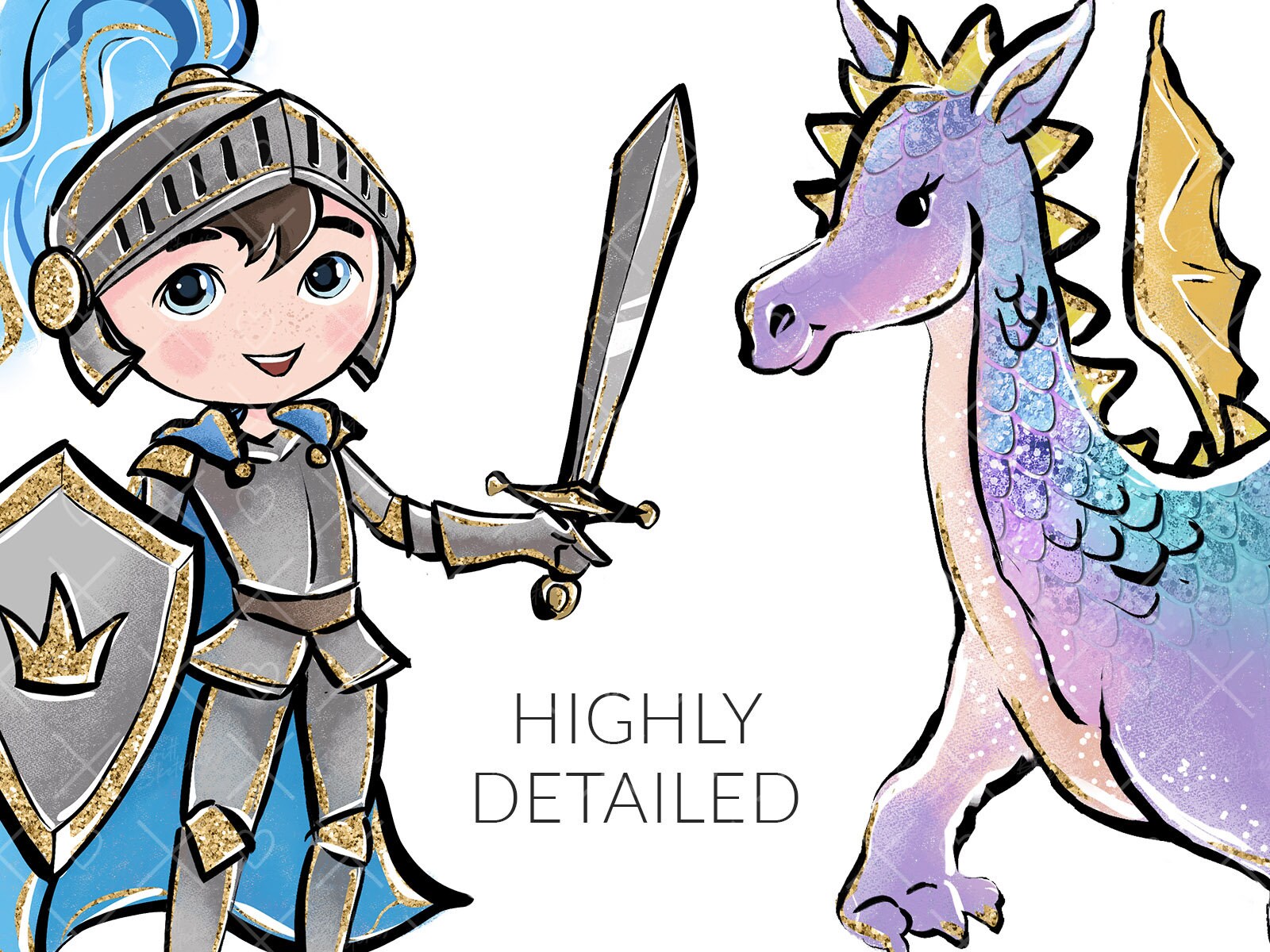 Princess Clipart Fairytale PNG Knight Dragon Unicorn - Etsy
