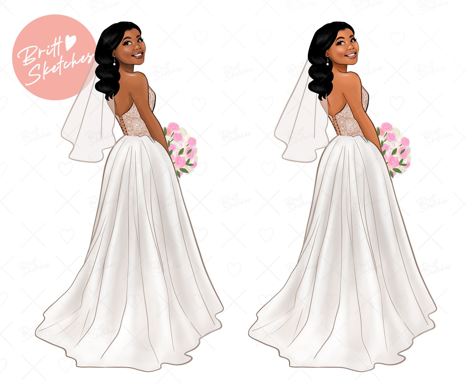 Bride Clipart, African American, Fashion Girl PNG, Wedding Clipart ...