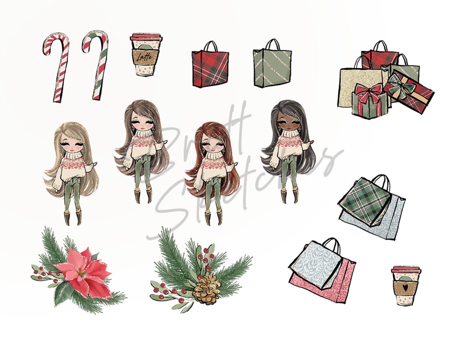 Christmas Shopping Clipart Gifts Christmas Planner Stickers - Etsy