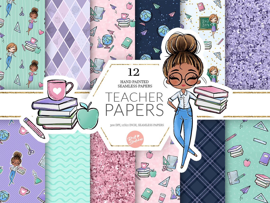 Teacher Papers 12x12 Hi Res Seamless Pattern Back to - Etsy