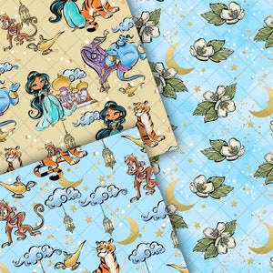 Jasmine Digital Paper, Arabian Princess, Cute Kids Art, High Res JPG ...