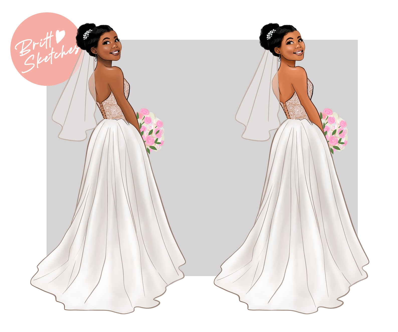 Bride Clipart, African American, Fashion Girl PNG, Wedding Clipart ...