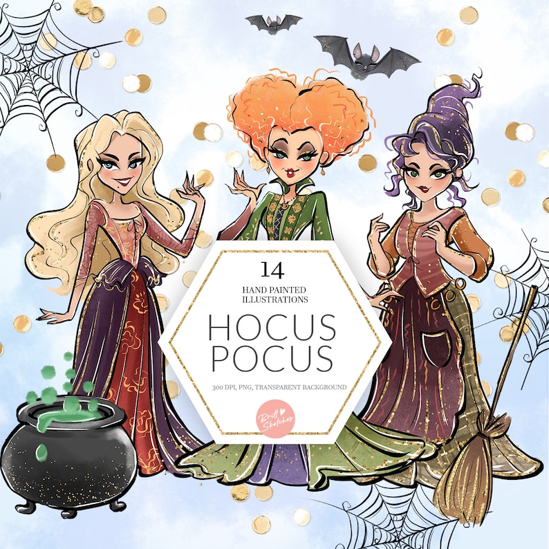 Hocus Pocus Clipart, Sanderson Sisters PNG, Witches, Halloween ...