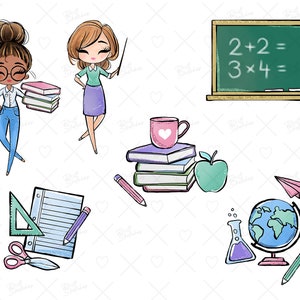 Teacher Clipart, Back to School, Female Educator Graphics, Stationery ...