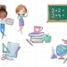 Teacher Clipart, Back to School, Female Educator Graphics, Stationery ...