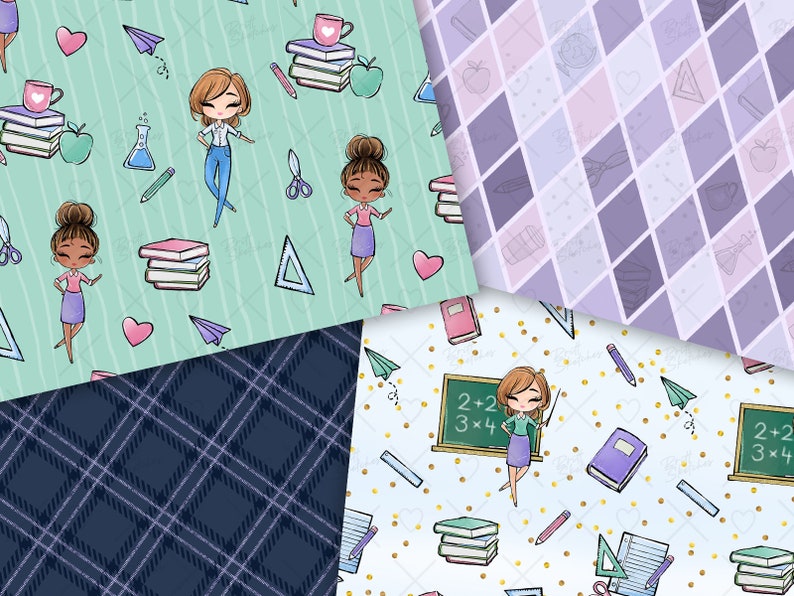 Teacher Papers 12x12 Hi Res Seamless Pattern Back to - Etsy